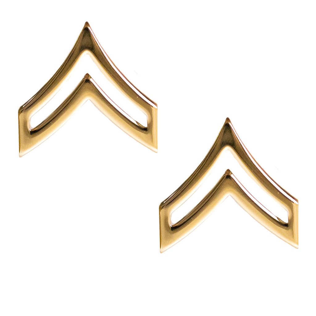 Army Enlisted Rank Pins - Bright Metal - 2-Pack